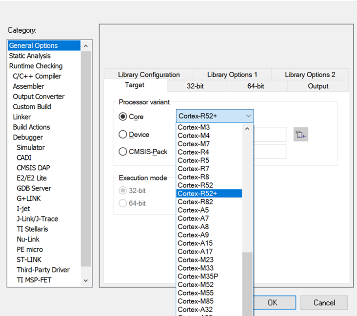 在IAR Embedded Workbench for Arm中使用Arm Cortex-R52 NEON